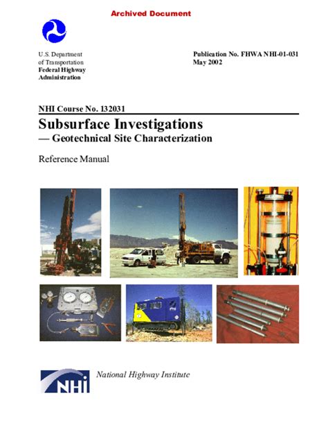 Pdf Subsurface Investigations Geotechnical Site Characteriza Tion
