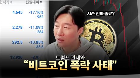트럼프 관세 전쟁과 비트 알트코인 폭락 Youtube