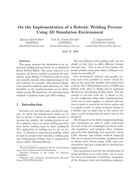 Pdf On The Implementation Of A Robotic Welding Process Using 3d