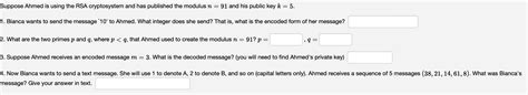 Solved Suppose Ahmed Is Using The Rsa Cryptosystem And Has