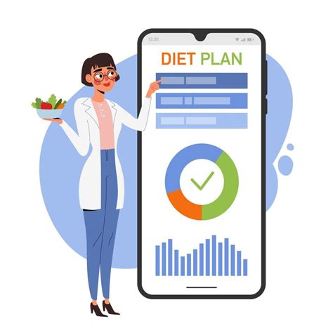Nutritionist Makes A Diet Plan In A Mobile Application Online Nutrition Consultation Concept