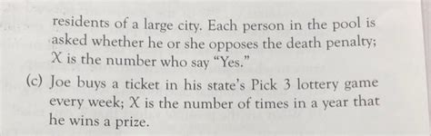 Solved 1422 Binomial Setting In Each Of The Following