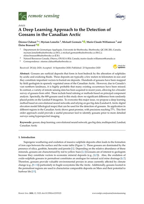 Pdf A Deep Learning Approach To The Detection Of Gossans In The Canadian Arctic