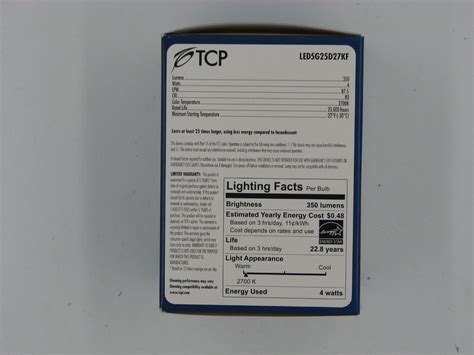 TCP LED Elite Series 4W 40W Replacement Light Bulb Dimmable LED5G25D27KF EBay
