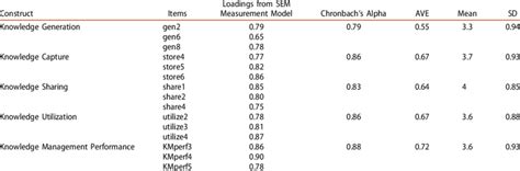 Standardized Factor Loading From The Measurement Model Reliability