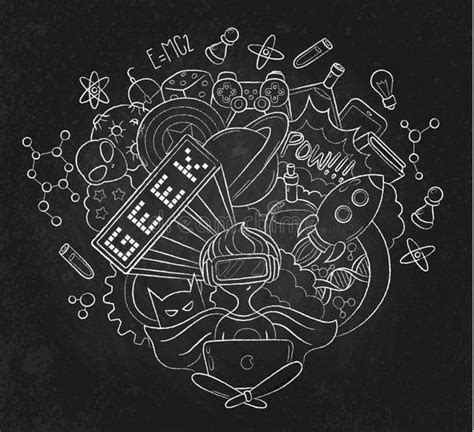 Vector Cartoon Doodle Illustration Background Wallpaper Pattern Texture Backdrop Geek Nerd