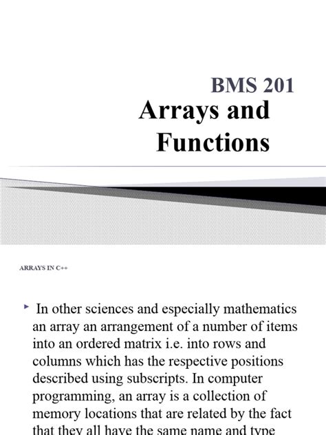Bms 201 Arrays And Functions 2021 Download Free Pdf Integer