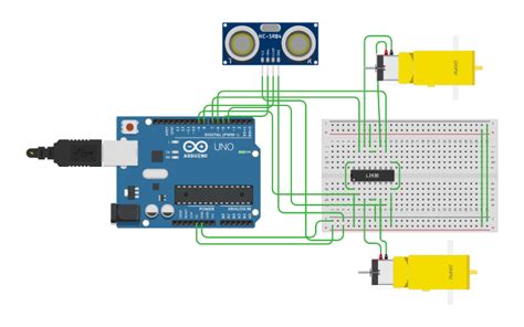 circuit design motores con sensor tinkercad