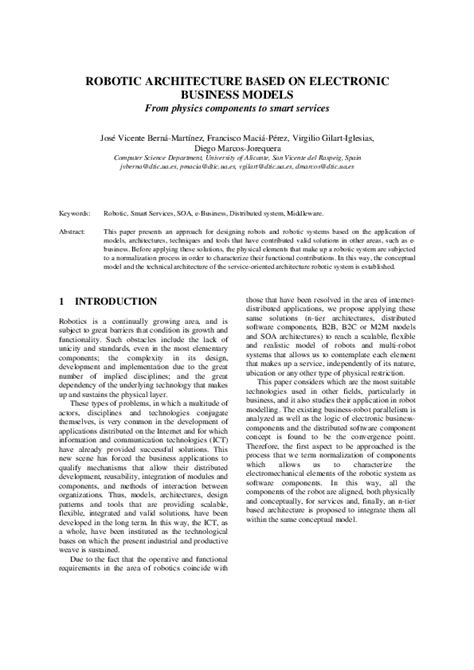 Pdf Robotic Architecture Based On Electronic Business Models
