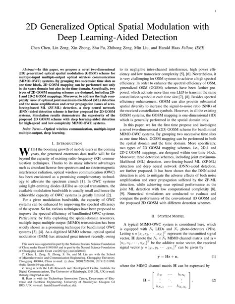 Pdf 2d Generalized Optical Spatial Modulation With Deep Learning