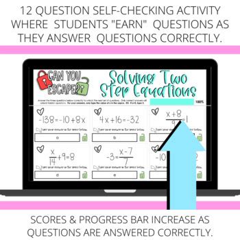Solving Two Step Equations Digital Escape Activity By Hello Algebra