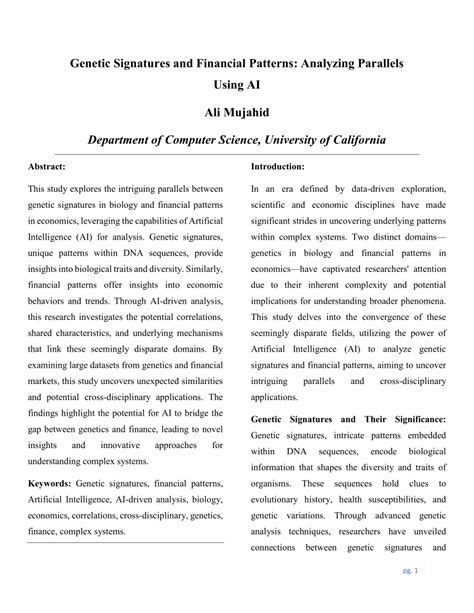 Pdf Genetic Signatures And Financial Patterns Analyzing Parallels Using Ai