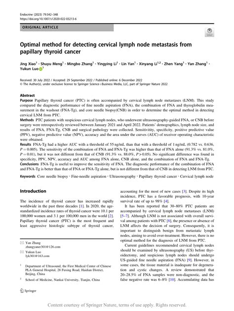 Optimal Method For Detecting Cervical Lymph Node Metastasis From Papillary Thyroid Cancer