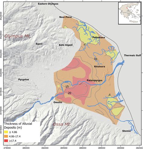 Map Presenting The Distribution Of The Thickness Of The Alluvial