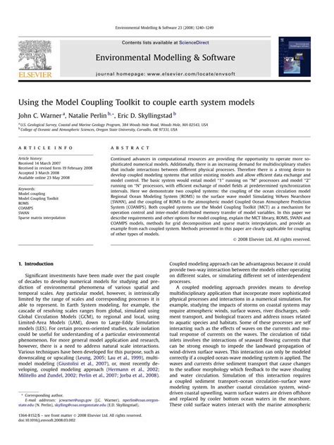 Pdf Using The Model Coupling Toolkit To Couple Earth System Models