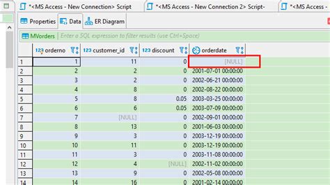ms access format column throw exception when this column contains