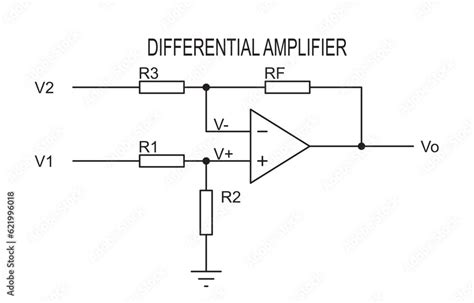 Vector Drawing Electrical Circuit With Operational Amplifier And Resistor Schematic Diagram Of