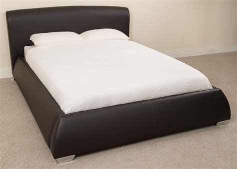 Modena 4ft6 Double Designer Brown Leather Bed Frame And Memory Foam Mattress