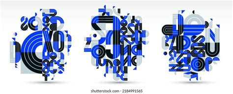 Abstract Geometric Composition Vector Designs Set Stock Vector Royalty Free 2163111835