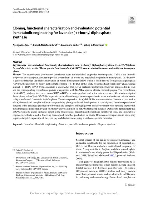 Cloning Functional Characterization And Evaluating Potential In Metabolic Engineering For