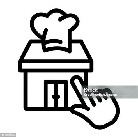 터치가 있는 레스토랑 아이콘 그림입니다 선 아이콘 스타일 레스토랑 아이콘을 선택하는 데 적합합니다 전자 상거래와 관련된 아이콘입니다 간단한 벡터 디자인 편집 가능 32 X