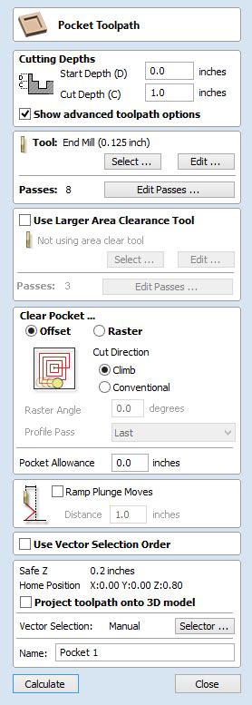 pocketing toolpath vectric documentation
