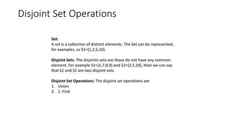 Disjoint Sets Union Find PPTX Computing Technology Computing