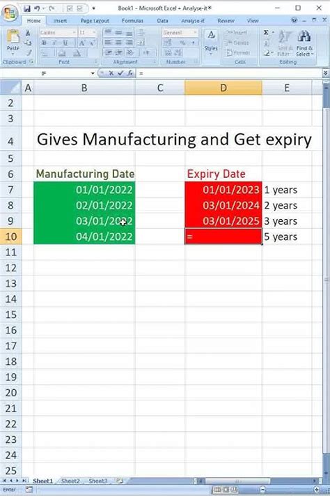 expiration date in excel exceltutorial excelshorts youtube