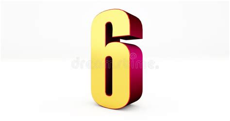 The Number Six As A Polished Golden Object Isolated On White Background