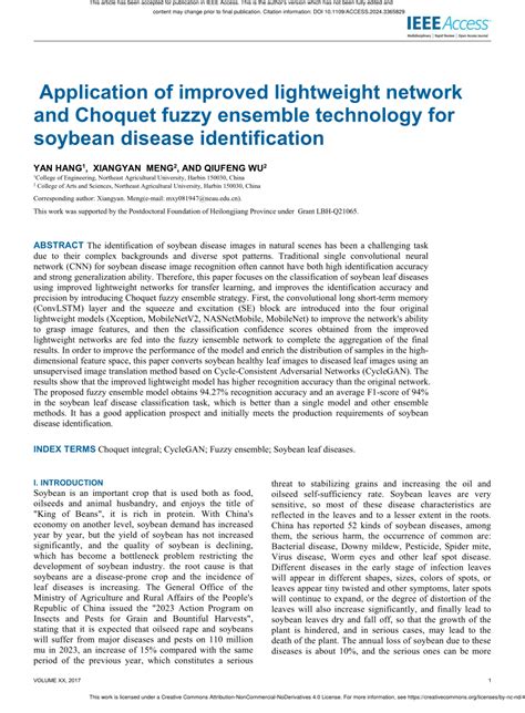 Pdf Application Of Improved Lightweight Network And Choquet Fuzzy Ensemble Technology For