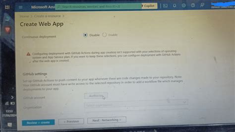 Problem In Adding The Github Repository For Web App Razure