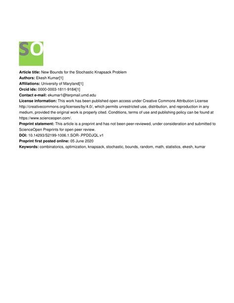 Pdf New Bounds For The Stochastic Knapsack Problem