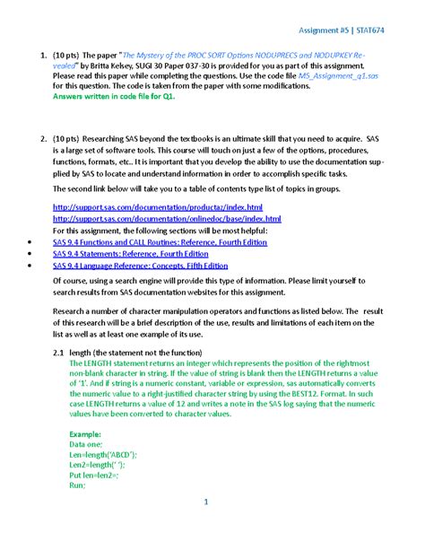 M5 Assignment 10 Pts The Paper The Mystery Of The Proc Sort Options Noduprecs And Nodupkey