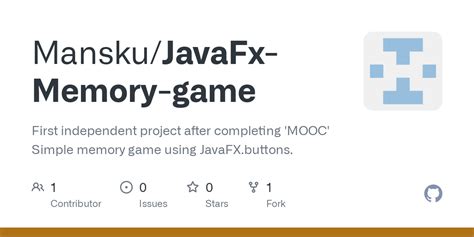 Github Manskujavafx Memory Game First Independent Project After