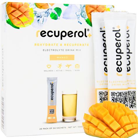 Recuperol Rehydration And Recovery Electrolyte Powder Drink Mix Mango