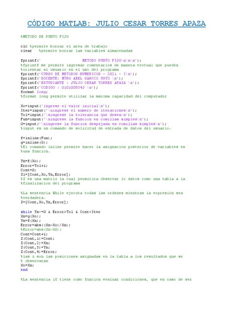 Programas Matlab Pdf Programa De Computadora Programación