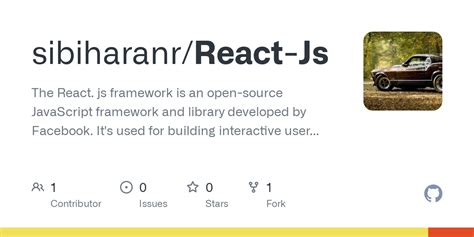 Github Sibiharanrreact Js The React Js Framework Is An Open Source