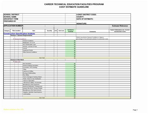 50 Beautiful Construction Estimating Spreadsheet Template Inside Cost Estimate Spreadsheet