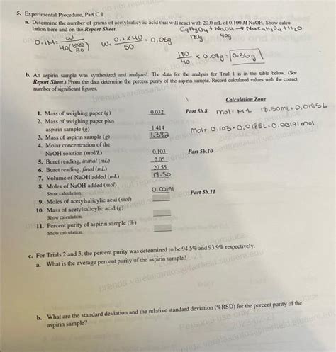 solved 5 experimental procedure part c 1 a determine the