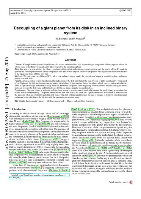 Pdf Decoupling Of A Giant Planet From Its Disk In An Inclined Binary