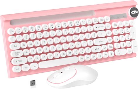 Typewriter Style Wireless Keyboard And Mouse Combo Cute Pink Wireless Keyboard Mute