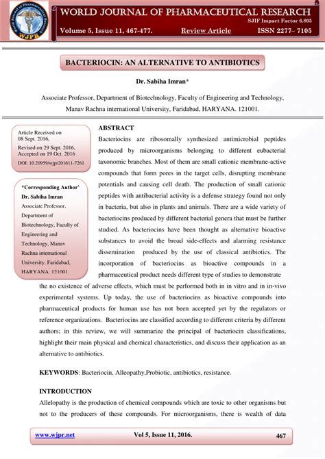 Pdf Bacteriocin An Alternative To Antibiotics