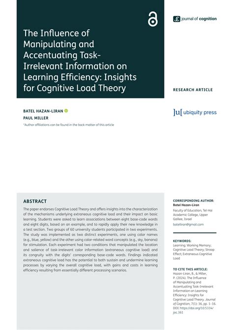Pdf The Influence Of Manipulating And Accentuating Task Irrelevant