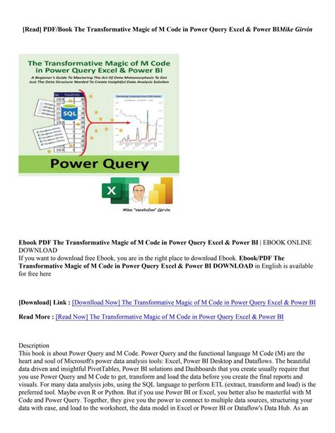 Pdf Download The Transformative Magic Of M Code In Power Query Excel
