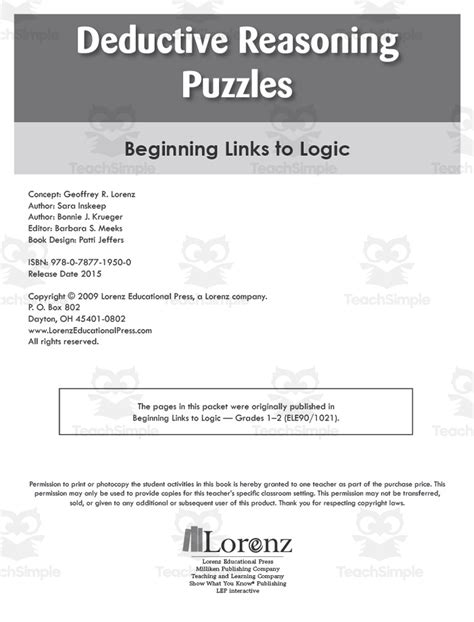 Deductive Reasoning Puzzles Beginning Links To Logic By Teach Simple