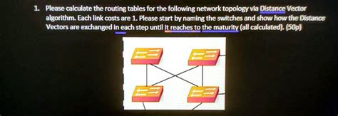 solved please calculate the routing tables for the following network