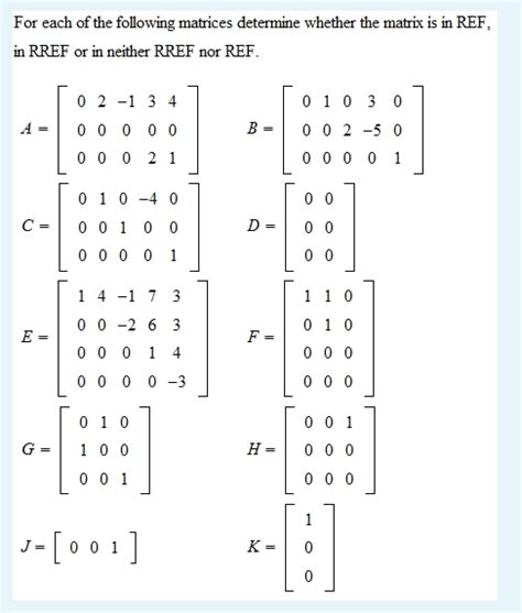 Solved For Each Of The Following Matrices Determine Whether Chegg Com