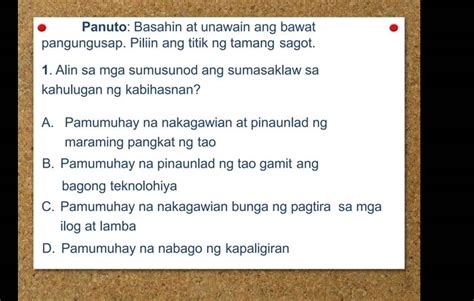 Panuto Basahin at unawain ang bawat | StudyX