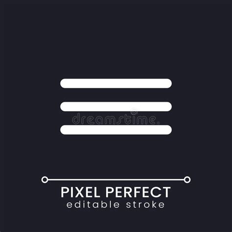 Hamburger Menu Button Pixel Perfect White Linear Ui Icon For Dark Theme Stock Vector