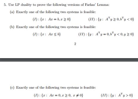 5 use lp duality to prove the following versions of